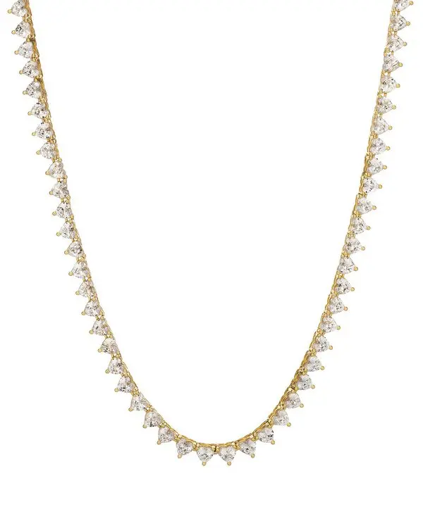 CRYSTALS AND CO Heart Tennis Necklace - Gray/white/yellow