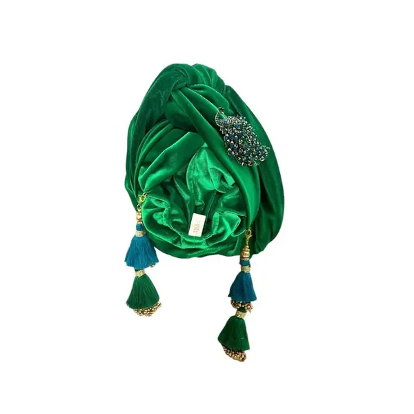 JULIA CLANCEY Kelly Peacock Didi Velour Dorado Turban - Green