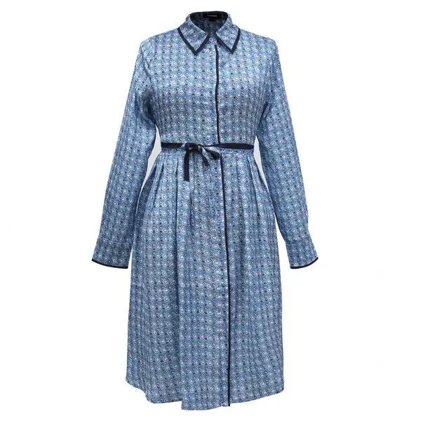 SMART AND JOY Geometric Print Shirt Dress - Blue