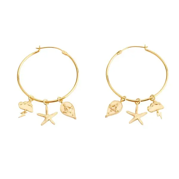 RIZE Multi Charm Hoop Earrings Plated - Gold