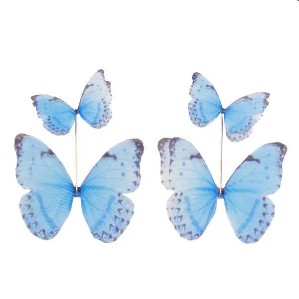 Oana Savu Light Silk Butterfly Earrings Sterling Silver Bridesmaids Earrings - Blue