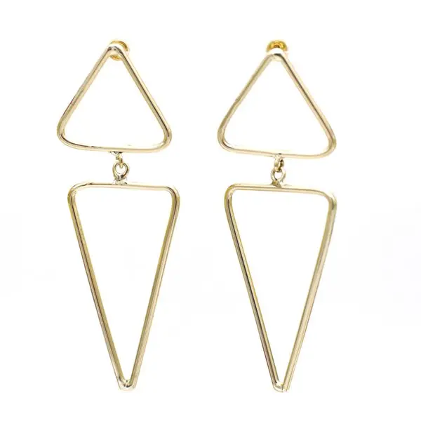 LALA SALAMA Duo-triangle Drop Earrings - Gold