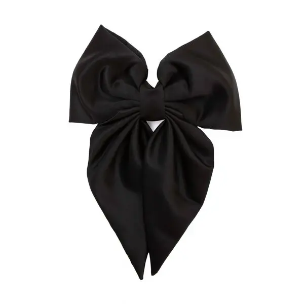 RAINSISTERS Hair Bow Clip: Satin - Black