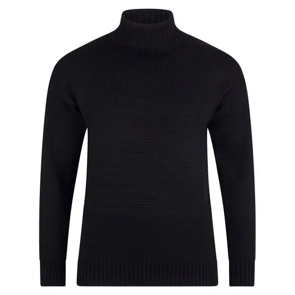 PAUL JAMES KNITWEAR The Modern Submariner Roll Neck Merino Wool Porter Jumper - Black