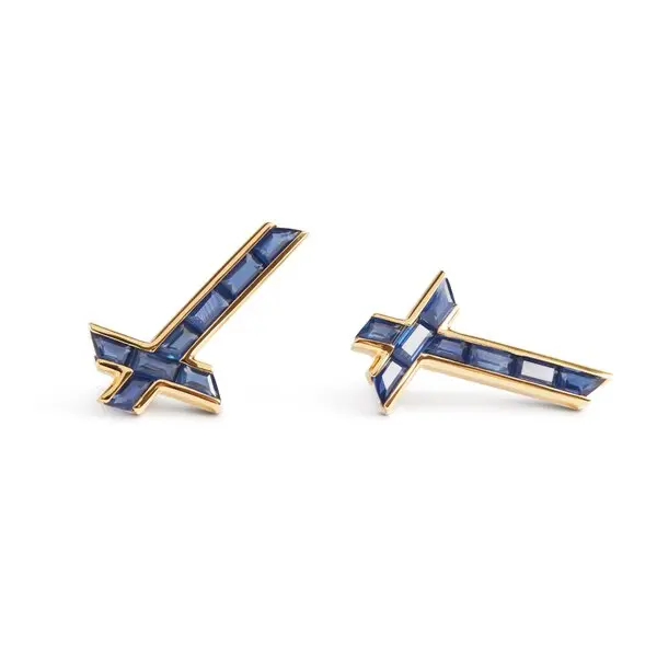 KASUN LONDON Silver / Blue Lucky Star Earrings September Sapphire Gold Vermeil - Silver/blue