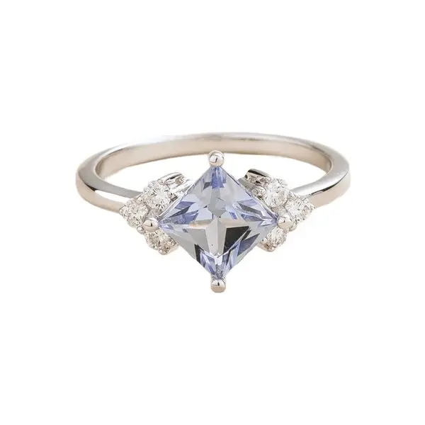 JUVETTI  White / Silver / Blue Amore Ring In Ceylon Blue Sapphire & Diamond - White/silver/blue