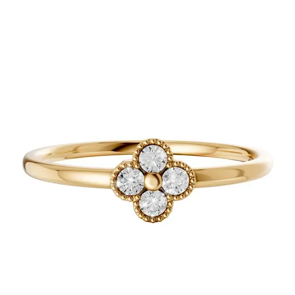 AYA FINE JEWELRY Minimalist Clover Lab Diamond Ring 0.10 Ctw In 10k Gold - Yellow