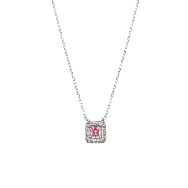 CHIARELLA Silver / Pink Destello Necklace- Pink - Silver/pink