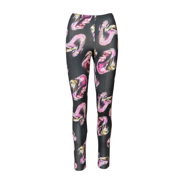 ARTISTA Rose Crystal Printed Elastic Leggings - Black