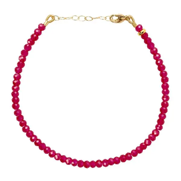 BOMBYX HOUSE Birthstone July Ruby Gold Bead Bracelet - Red