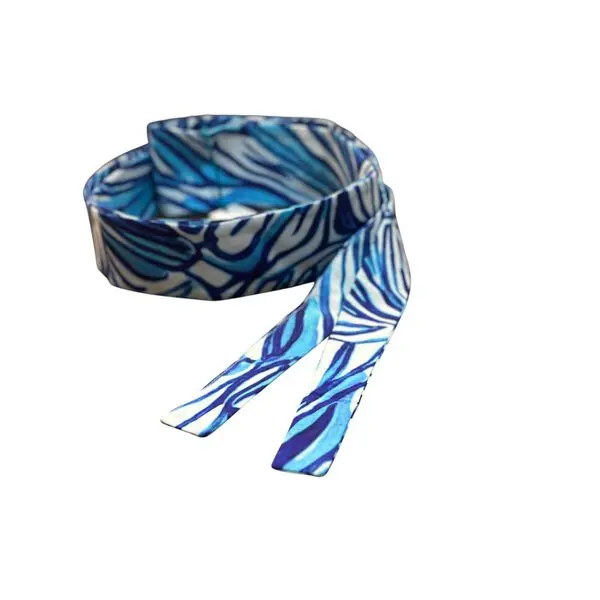 PERLAVERA Blue / White Zelda Sentry Cerulean Printed Belt - Blue/white