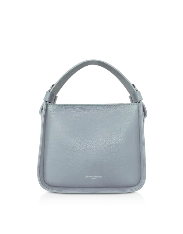 LE PARMENTIER Duplo Small Hammered Leather Top Handle Bag Sky - Blue