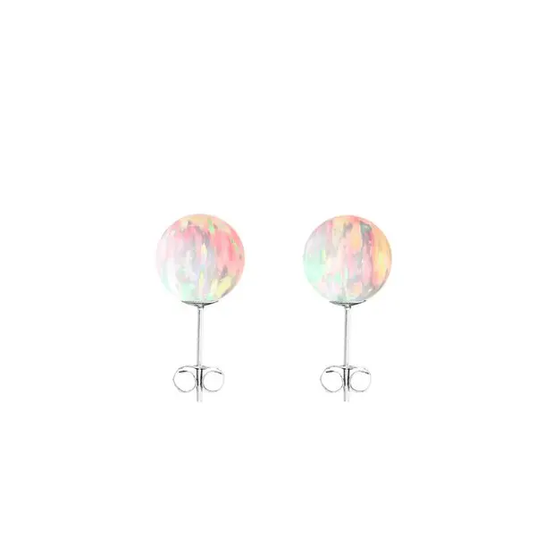 ORA PEARLS Sun Opal Stud Earrings- Silver - Gray