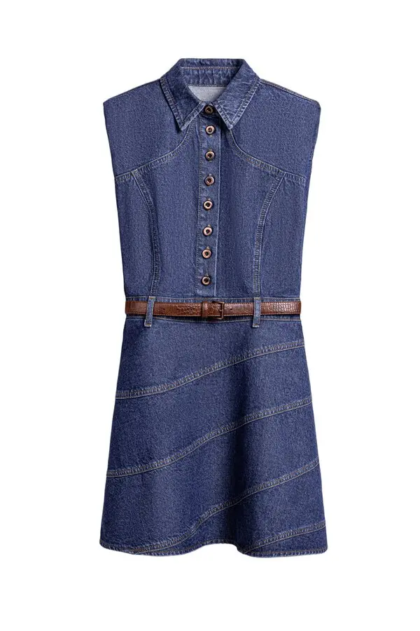 NOCTURNE Belted Denim Mini Dress