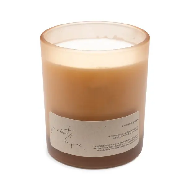 JE MÉRITE (I DESERVE) I Deserve Peace Vanilla & Lavender 13 Oz Candle - White