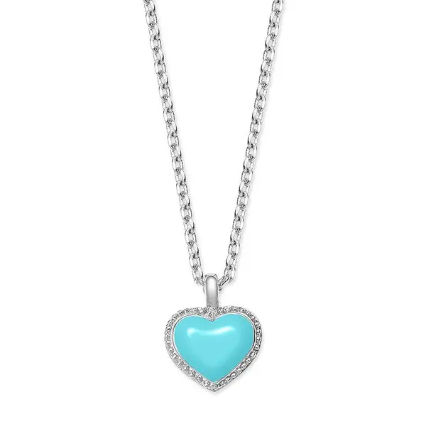Grossé Silver / Blue Platinum & Light Blue Enamel Heart Necklace, Series Pop Heart - Silver/blue