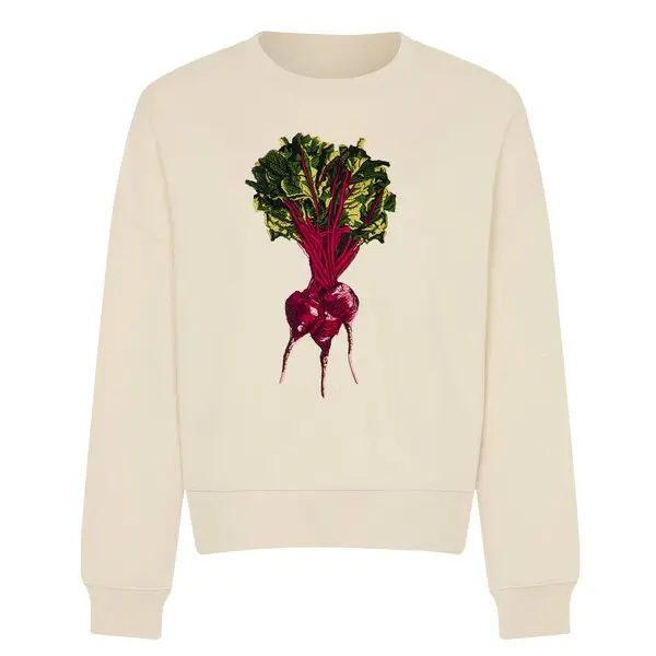INGMARSON Neutrals / Beetroot Embroidered Organic Cotton Sweatshirt - Purple