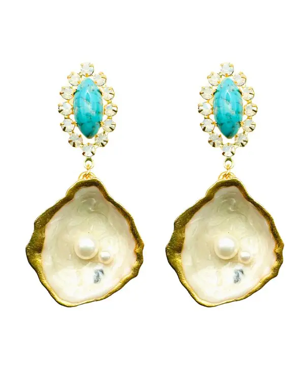 THE PINK REEF Jewel Oyster In Turquoise - Blue