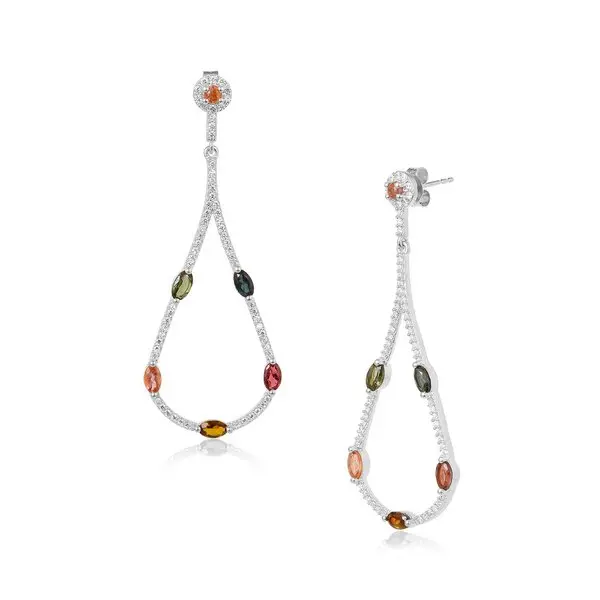 MOON LONDON Eve Mixed Tourmaline Sterling Earrings - Silver