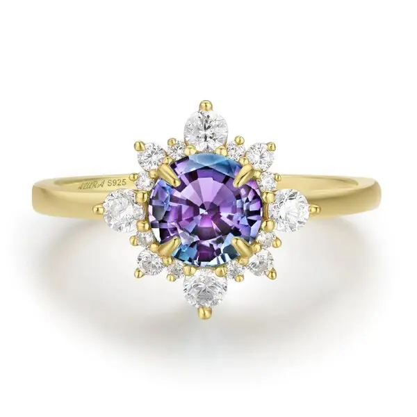AZURA JEWELRY NEW YORK Desert Blossom Alexandrite Ring Solid Yellow - Gold