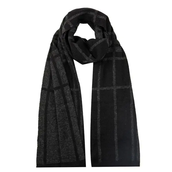 MOHAIR&ANGORA Grey / Black Galatia Scarf Black - Grey/black
