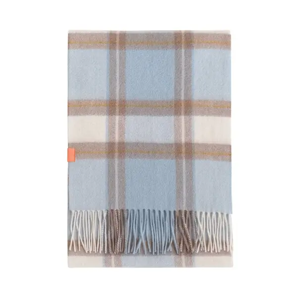 LOST PATTERN Plaid" Cashmere Scarf - Blue