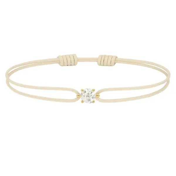 DYAMKA Neutrals / Diamond Beige Cord Bracelet White Gold - Silver