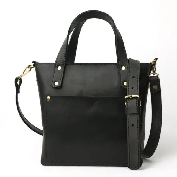 HIDES LEATHER CO. Mini Leather Tote Bag - Black