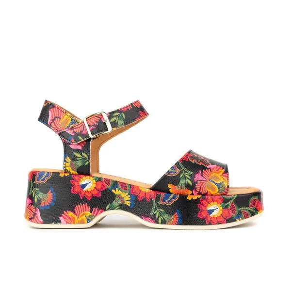 EMBASSY LONDON USA Palm Rise Black & Red Flowers - Black/red