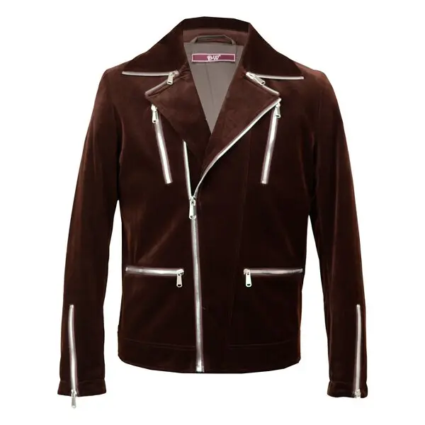DAVID WEJ Washington Corduroy Biker Jacket - Brown