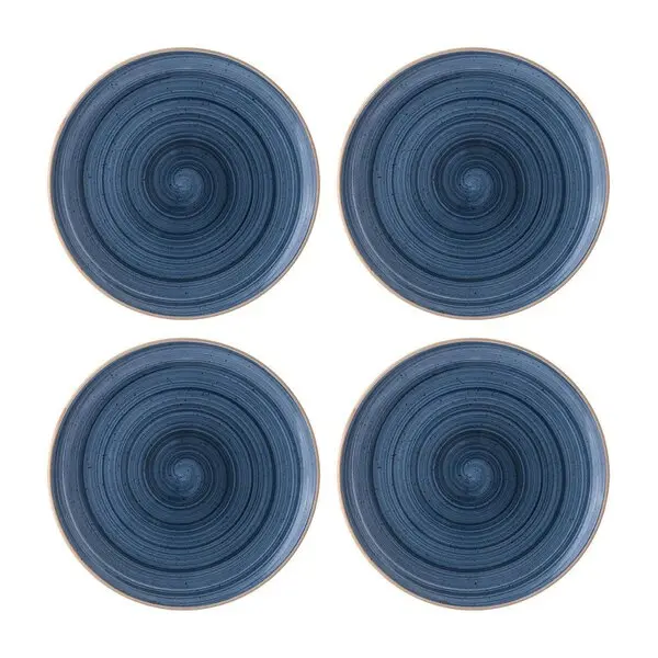 Turgla Home Dusk Round Porcelain Dinner Plate Set Of Four - Blue