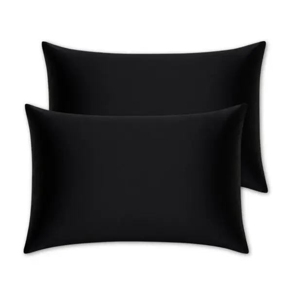 HI SILK Mulberry Silk Housewife Pillowcase Set Of Two Twenty Five Momme - Black