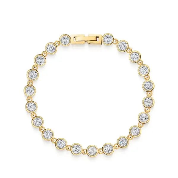 NIALAYA JEWELRY Round Gem Link Bracelet - Gold