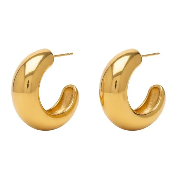 LINYA JEWELLERY Pety Half Round Hoop Earrings - Gold