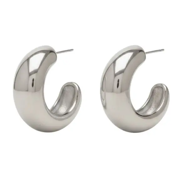 LINYA JEWELLERY Pety Half Round Hoop Earrings - Silver