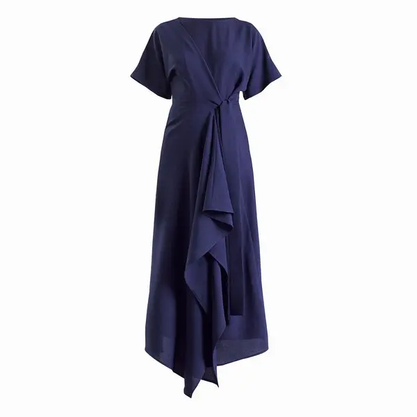 MEEM LABEL Baxter Navy Wrap Dress - Blue
