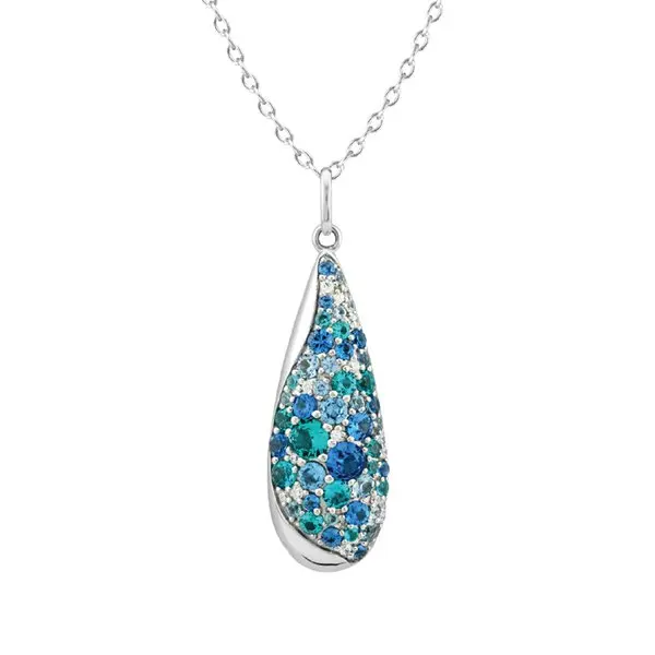 Arte Madrid Sierra Pavé Drop Pendant Necklace - Blue