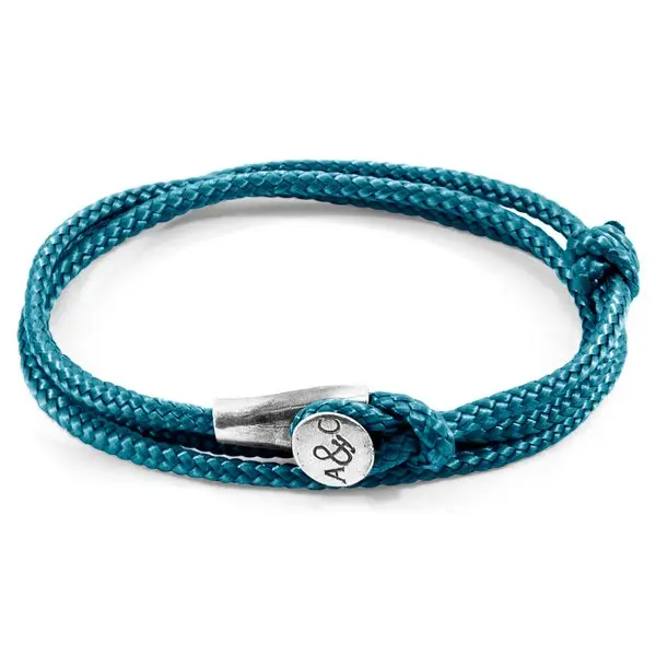 ANCHOR & CREW Ocean Dundee Silver & Rope Bracelet - Blue