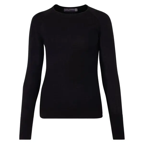 PAUL JAMES KNITWEAR Midweight Merino Activewear Training Eos Top - Black