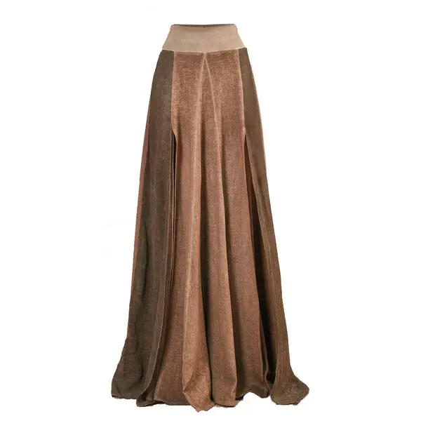 ZHENABIA Zhe Skirt Boho High Slit Maxi Skirt - Brown
