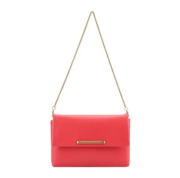 PAUL COSTELLOE Tilda Leather Clutch Hibiscus