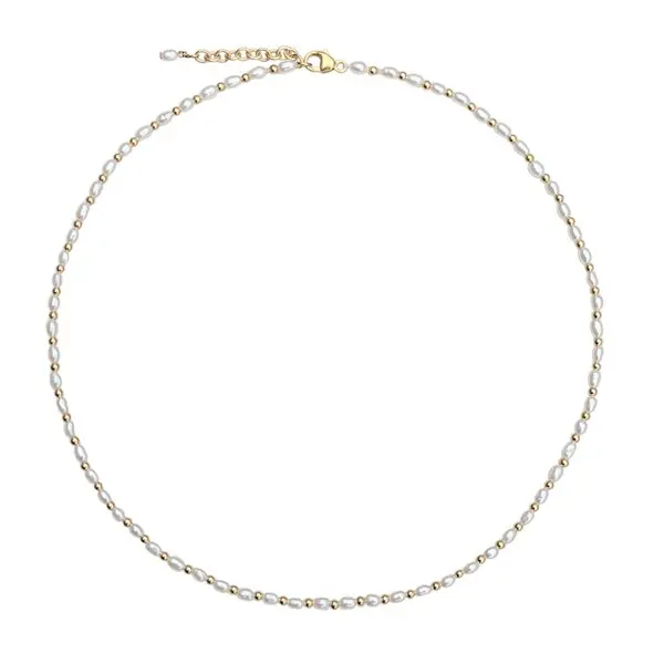 KIRI & BELLE Nina Tiny Pearl And Bead Necklace - Gold