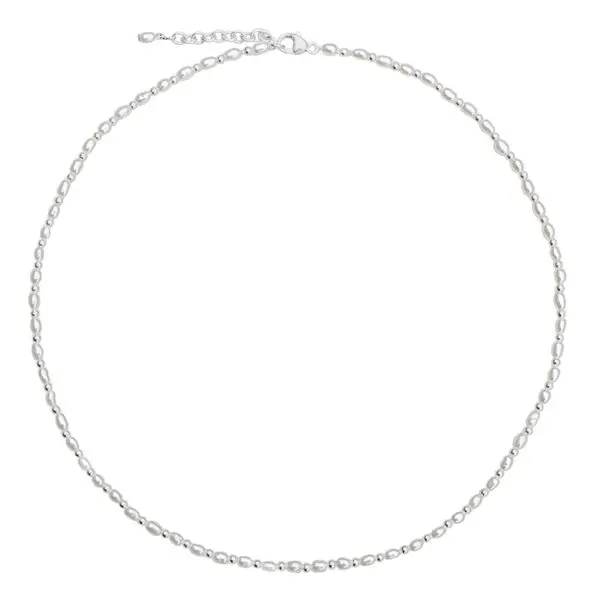 KIRI & BELLE Nina Tiny Pearl And Bead Necklace - Silver