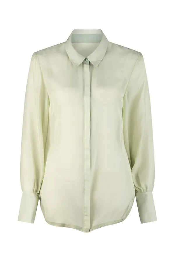 DREF Gabriel Pure Silk Shirt Avocado - Green