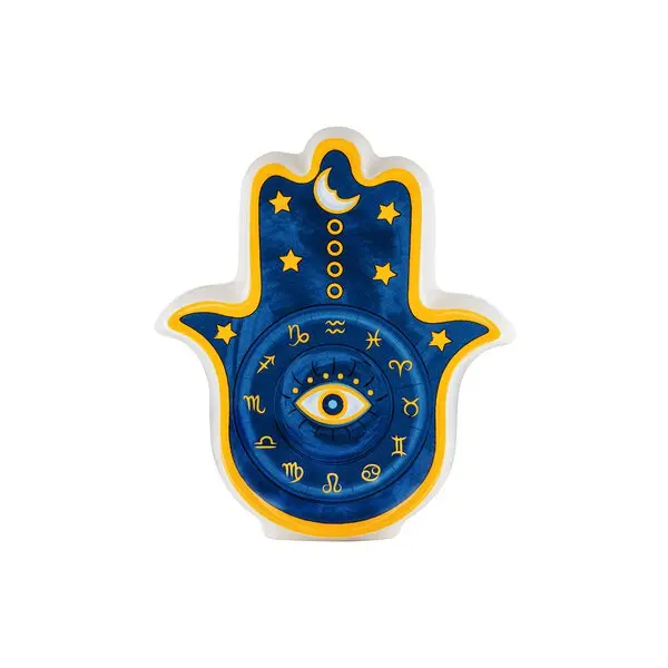 KARMA AND LUCK Blue / White Cosmic Energy Zodiac Hamsa Statue - Blue/white