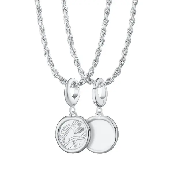 LILY CHARMED Sterling Manifest Trust Charm Necklace With Twisted Rope Chain - Silver
