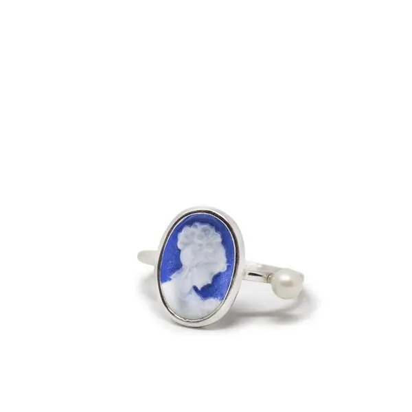 VINTOUCH ITALY Mini Cameo And Pearl Ring - Blue