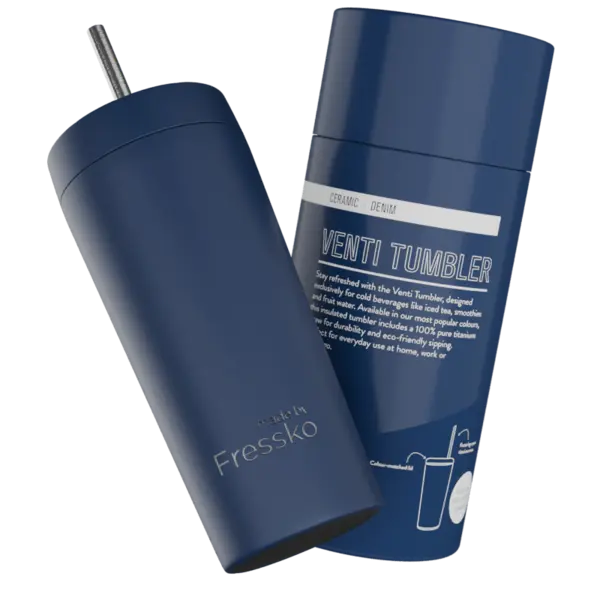 Fressko Venti 600ml/20oz Tumbler, Ceramic Denim - Blue