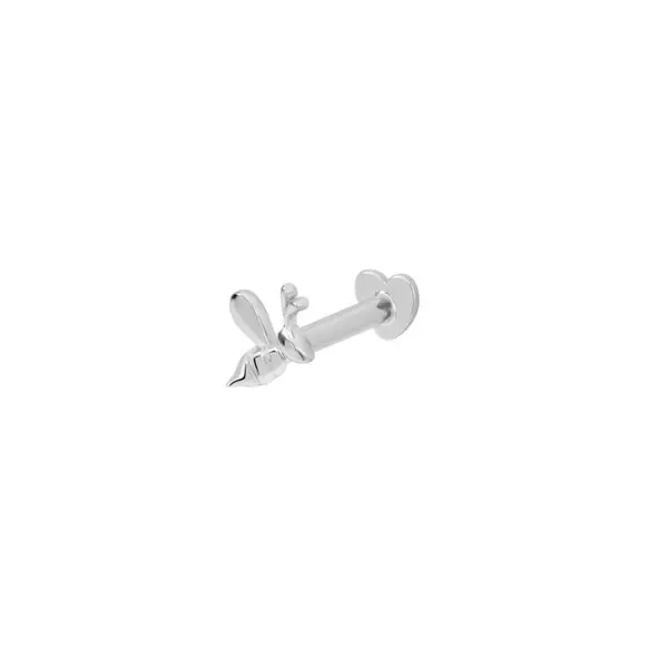 VANCHI 14k Solid White Gold Bumble Bee Flat Back Stud Right Facing - Silver