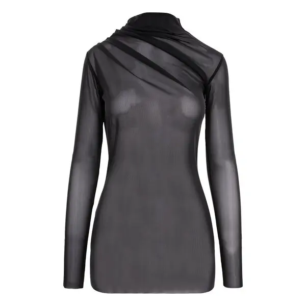 CONCEPT A TROIS Tulle Blouse - Black